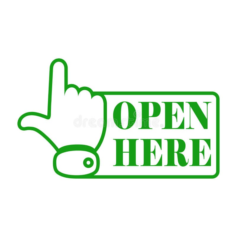Green Open Here Icon. Vector Illustration Stock Illustration ...