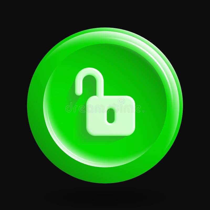 Green Open Locker Icon. Security Unlocked Isolated Design Element Stock ...