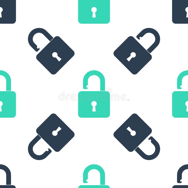 Green Open Padlock Icon Isolated Seamless Pattern on White Background ...