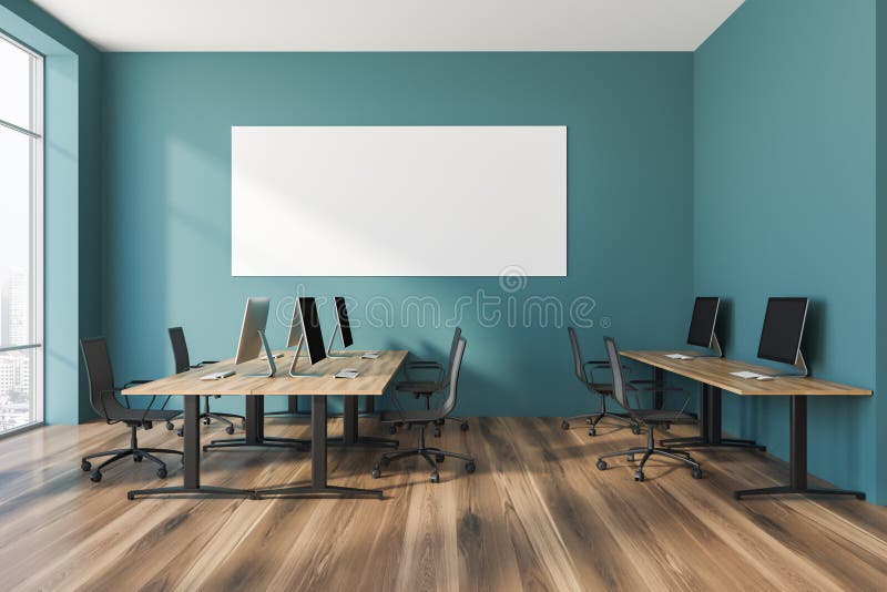 Green Open Plan Office Interior, Poster Stock Illustration ...