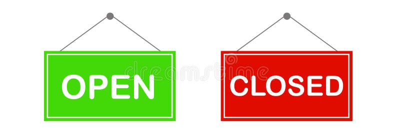 Green Open and Red Closed Sign Set, Illustration. in White Stock ...
