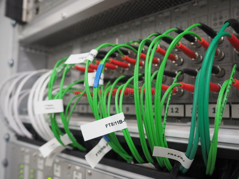 Green Optic Fiber Cables Connected into Controller Stock Photo - Image ...