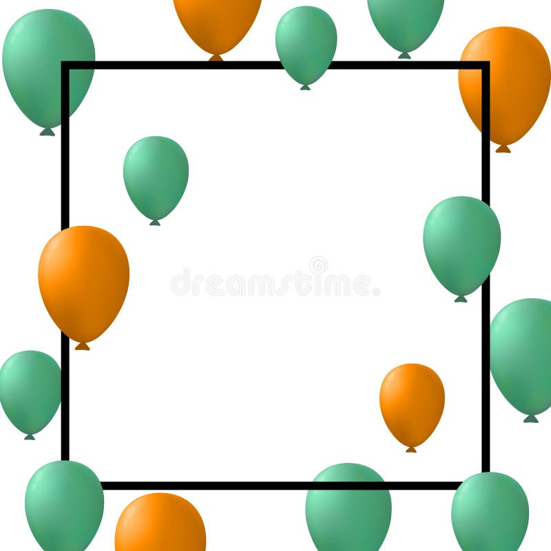 Green and Orange Balloons with Black Frame Stock Vector - Illustration ...