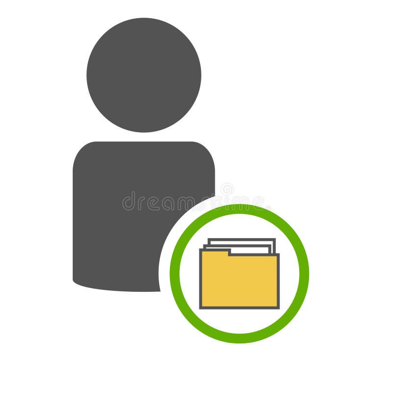 Green Orange Folder Icon with People Symbol Stock Illustration ...