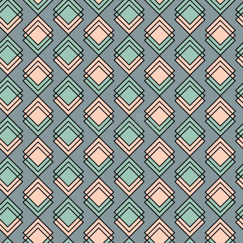 Green and Orange Geometric Squares Seamless Repeat Pattern. Stock ...