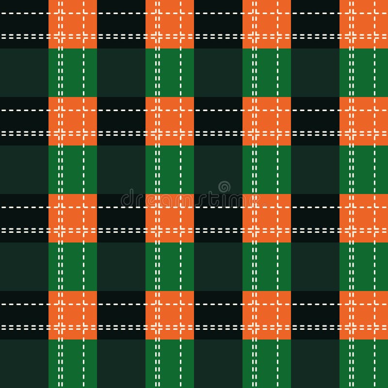 Green and Orange Plaid Tartan Fabric Texture Seamless Pattern. Vector ...