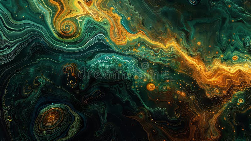 Green and Orange Psychedelic Abstract Wave Art Background by Blending ...