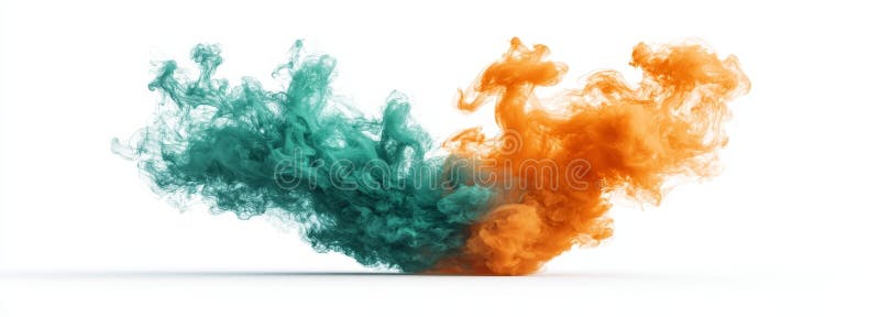 Green and Orange Smoke Merging on a Transparent Background. Stock Image ...