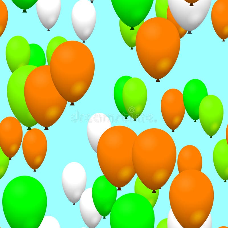Green Orange White Air Party Balloons on Sky Stock Illustration ...