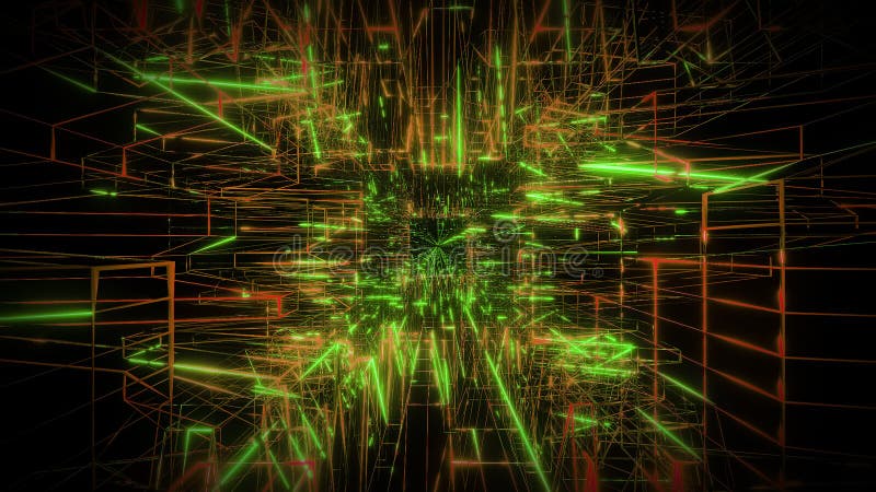 Green Orange Wireframe Visual Design Background 3d Rendering Stock ...