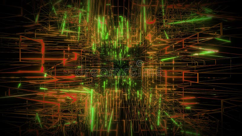 Green Orange Wireframe Visual Design Background 3d Rendering Stock ...