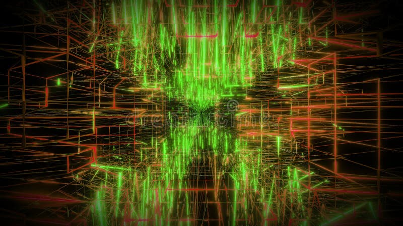 Green Orange Wireframe Visual Loop Design Background 3d Rendering Stock ...