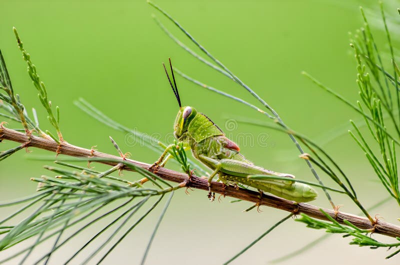A Green Orthoptera on the Twigs Stock Image - Image of beautiful, green ...