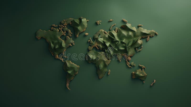 Green Our World Message with Earth Day Map and Leaf Stock Illustration ...