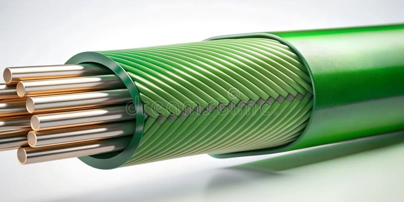 Green Outer Shell of Thick Optical Cable Forming Bars Pattern ...