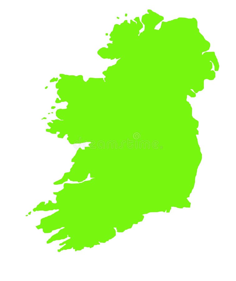 Green Outline Map of Ireland Stock Illustration - Illustration of ...