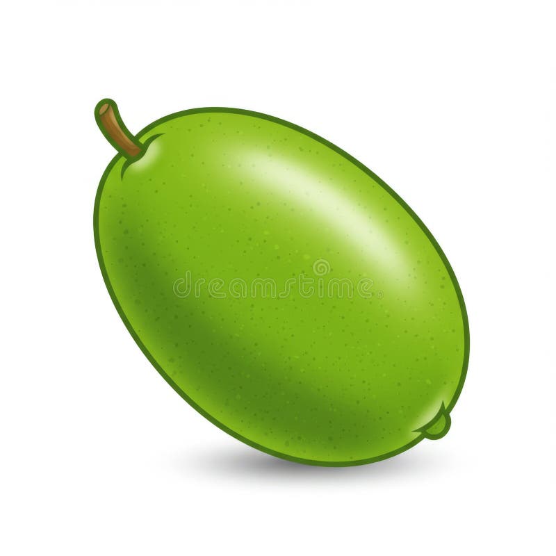 Green Oval Fruit Illustration on White Background Stock Illustration ...