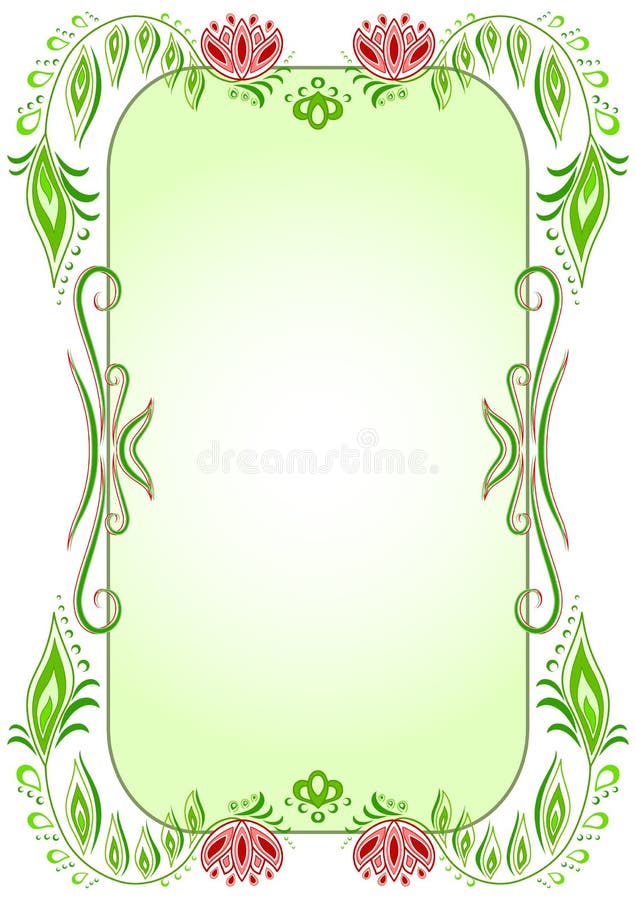 Green Oval Vertical Floral Frame Stock Vector - Illustration of ...