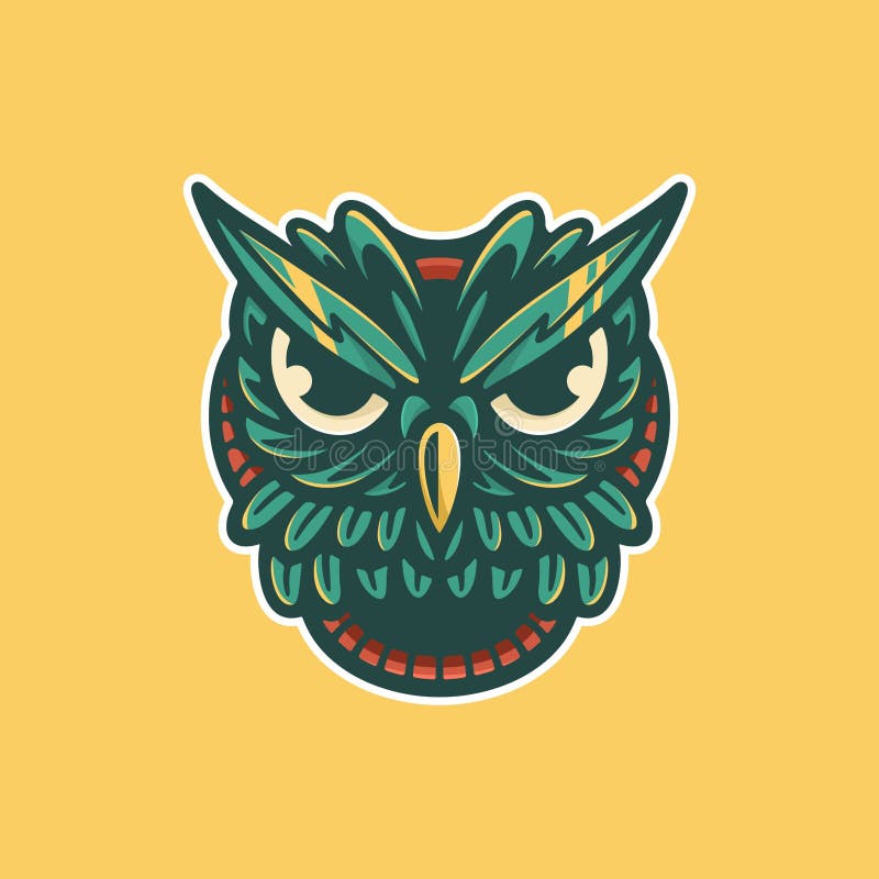 Green Head of Owl Bird Vector Stock Vector - Illustration of clothing ...