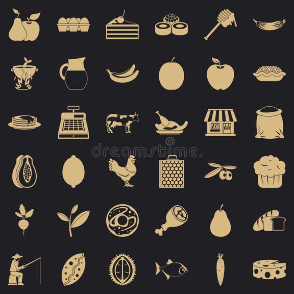 Green Pabulum Icons Set, Simple Style Stock Vector - Illustration of ...