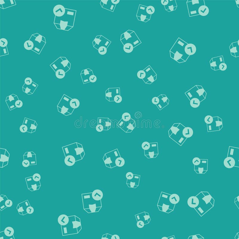 Green Package Box with Check Mark Icon Isolated Seamless Pattern on ...