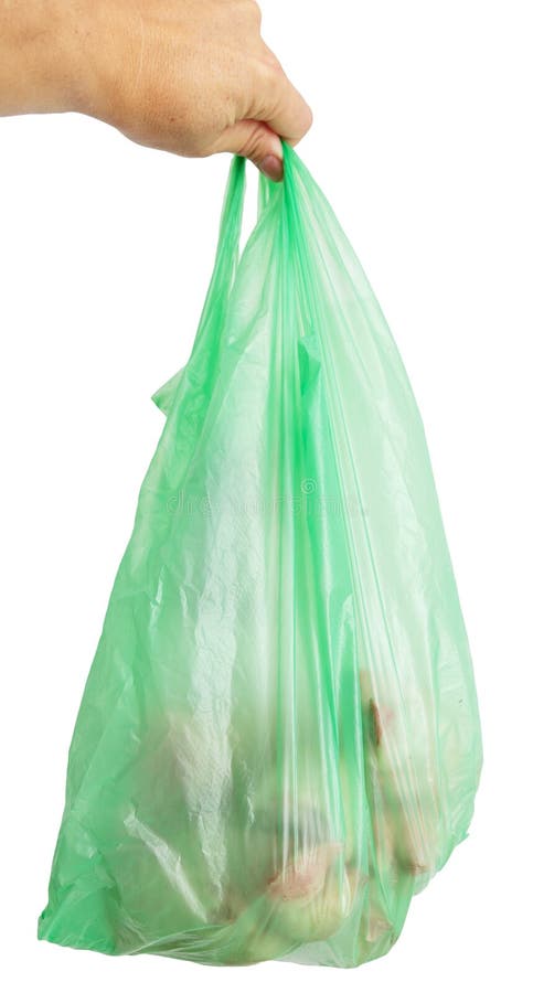 Green Package with Meat in Hand Isolated on White Stock Image - Image ...