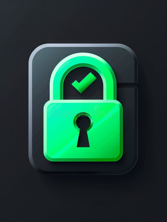 A Green Padlock Icon on a Black Background Stock Image - Image of ...