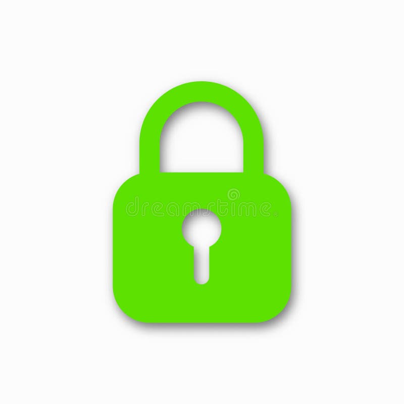 Green Padlock Icon Isolated on White Background. Symbol Sign Lock Stock ...