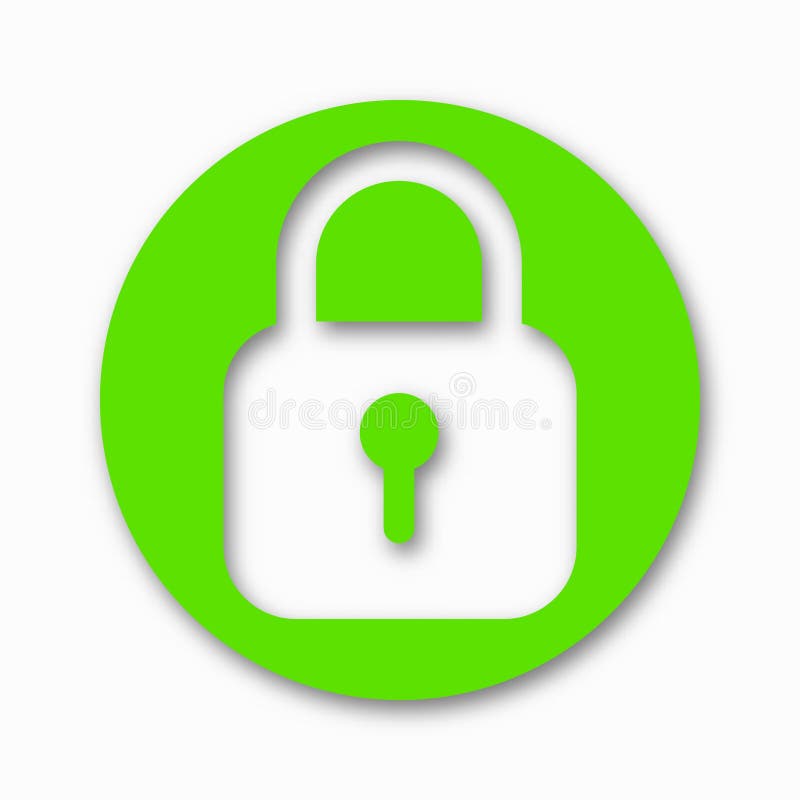 Green Padlock Icon Isolated on White Background. Symbol Sign Lock Stock ...