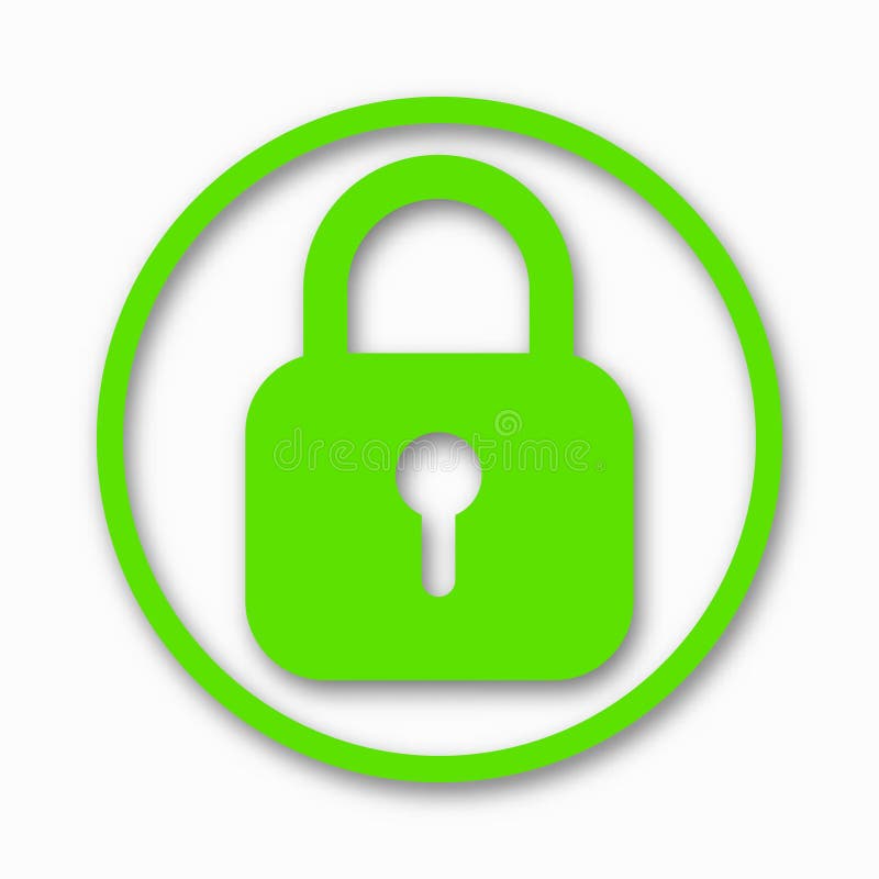 Green Padlock Icon Isolated on White Background. Symbol Sign Lock Stock ...