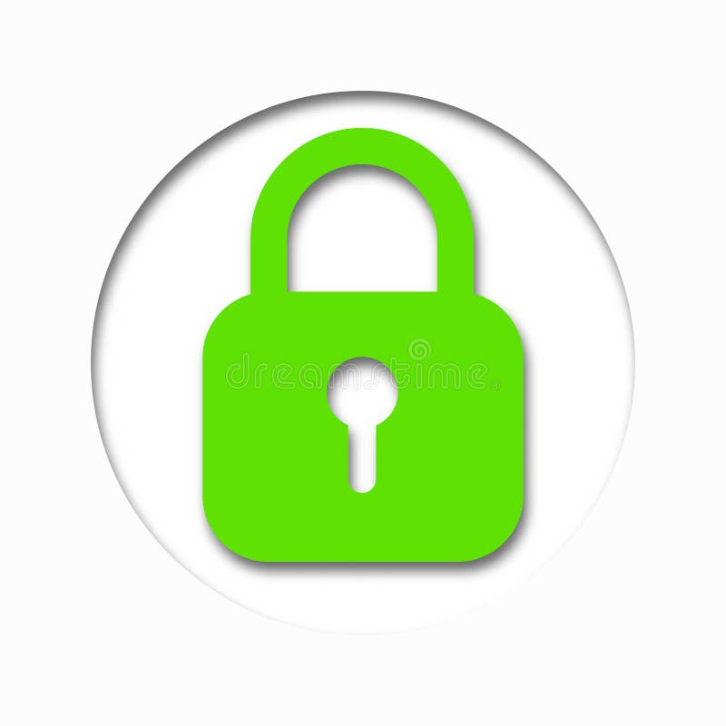 Green Padlock Icon Isolated on White Background. Symbol Sign Lock Stock ...