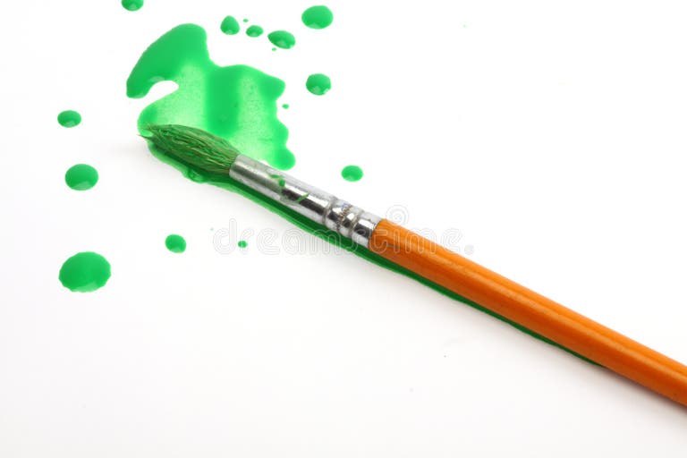 Green paint and brush stock image. Image of strokes, green - 16810219