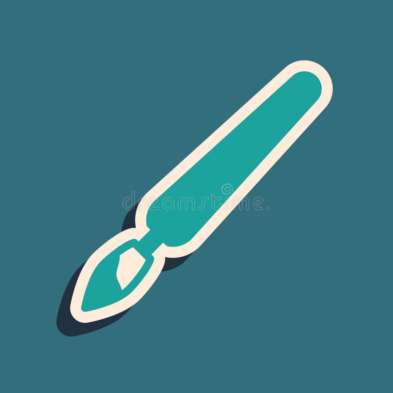 Green Paint Brush Icon Isolated on Green Background. Long Shadow Style ...