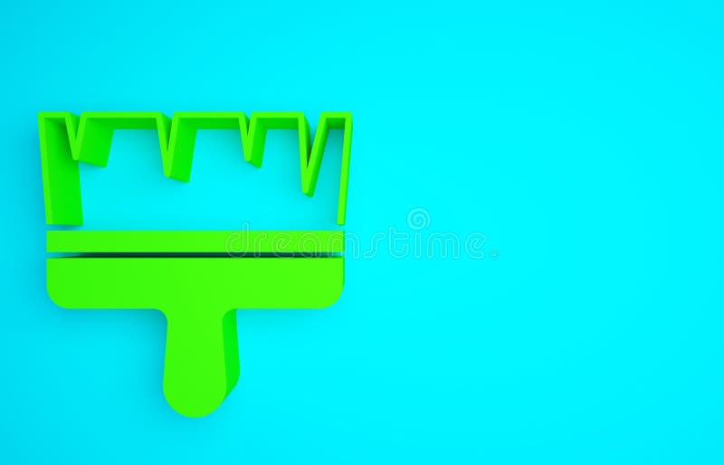 Green Paint Brush Icon Isolated on Blue Background. Minimalism Concept ...