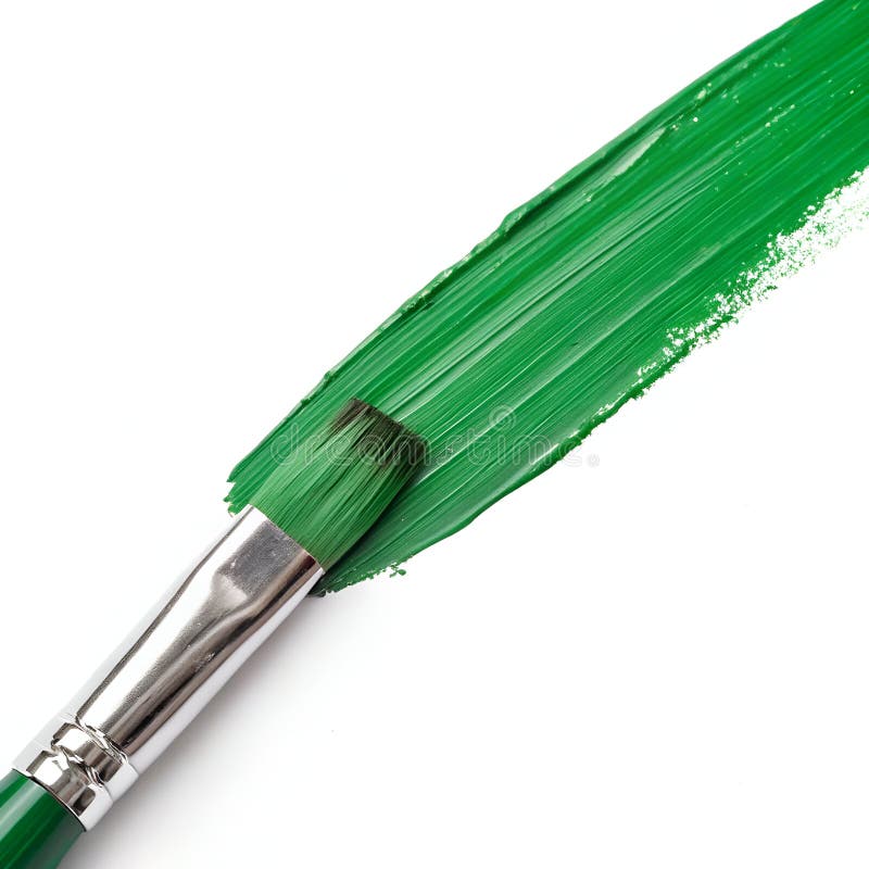 Green Paint Brush Stroke Isolated on White Background Stock ...