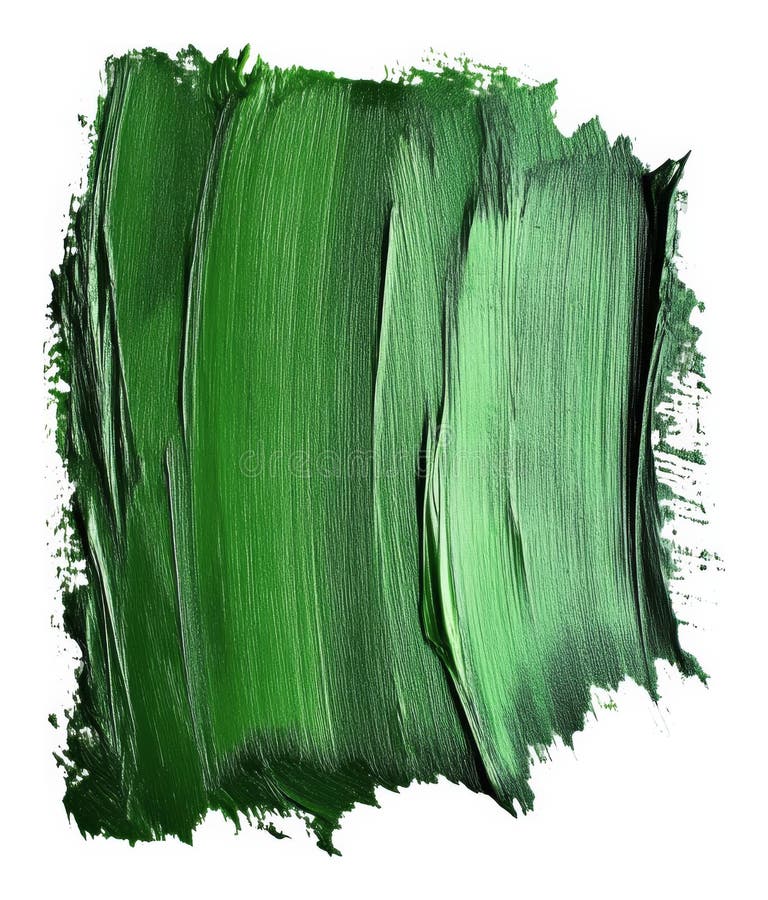 Green Paint Brush Stroke Texture Close-up on Transparent Background ...