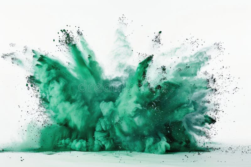 Green Paint Explosion Abstract Background. Coloured Cloud on White ...