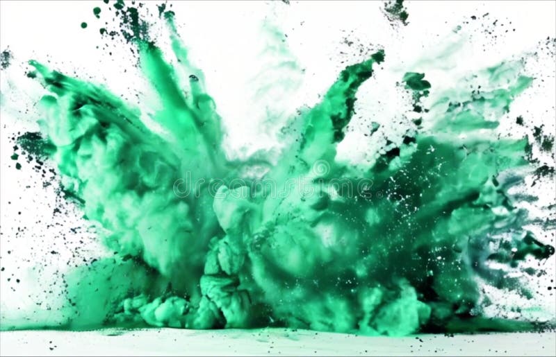 Green Paint Explosion Abstract Background. Coloured Cloud on White ...