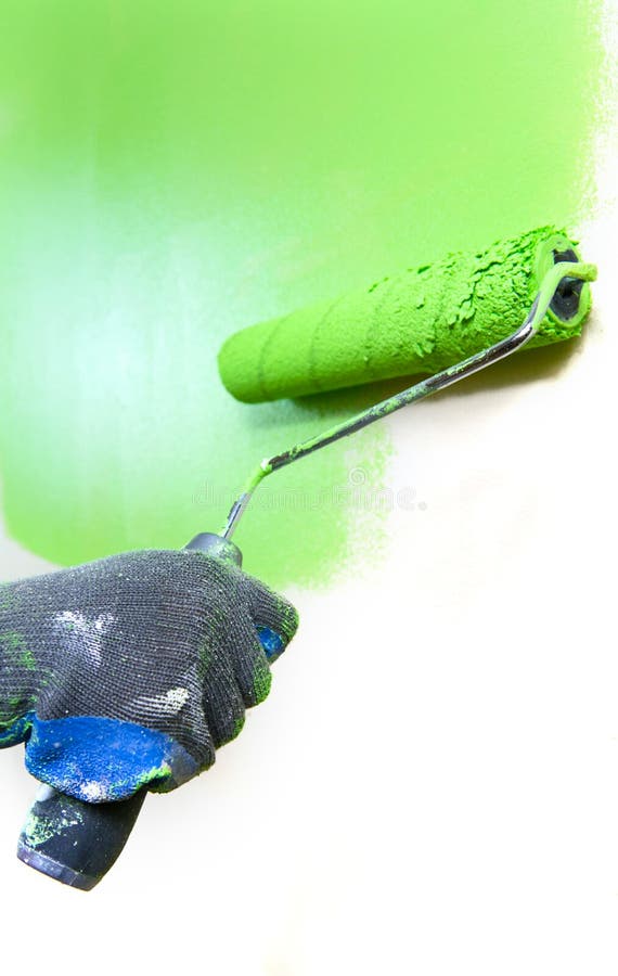 Green paint roller stock image. Image of repair, renewal - 19218263