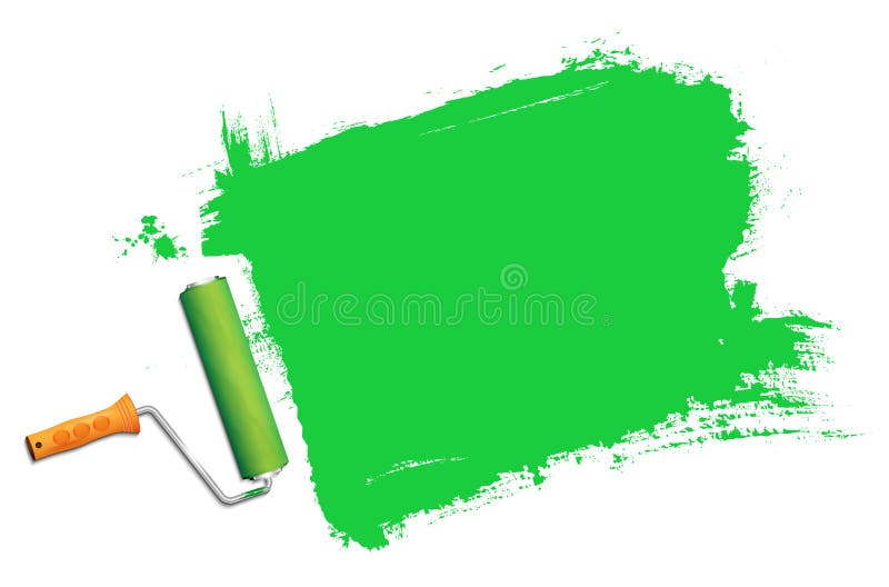 Green Paint Roller in Action Stock Vector - Illustration of grunge ...