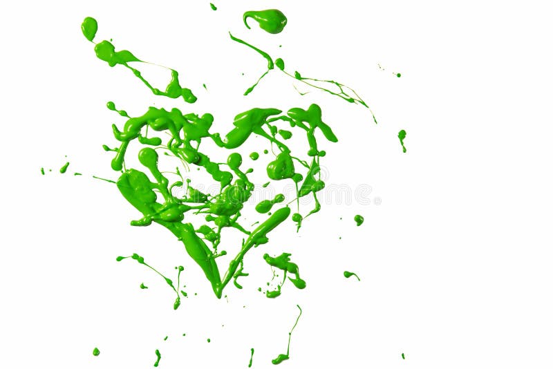 Green Paint Splash Made Love Heart Stock Photo - Image of sign, shape ...
