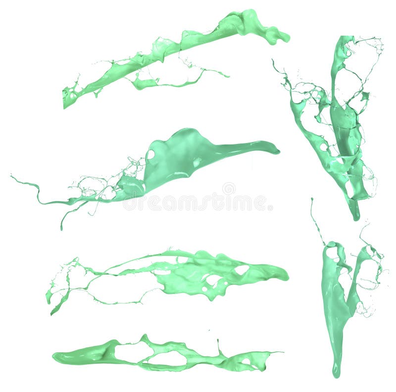 Green Paint Splashes on White Background Stock Photo - Image of drop ...