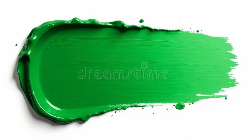Green Paint Stroke on White Background Stock Photo - Image of canvas ...