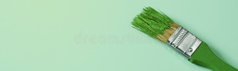 A Green Paintbrush with Green Paint, Web Banner Stock Photo - Image of ...