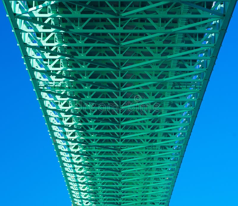 The Green Painted Deck of a Suspension Bridge Seen from Underneath ...