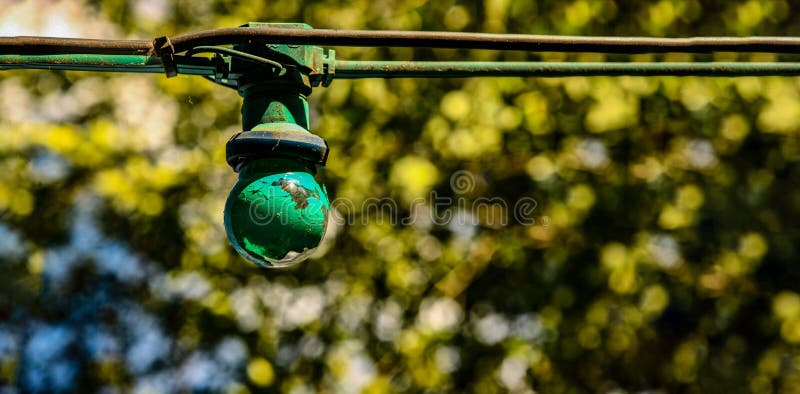 Green Painted Light Out in Country Side Stock Photo - Image of garden ...