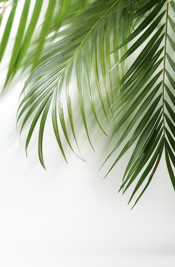 Green Palm Leaves with Empty Area, on Withe Background Stock ...