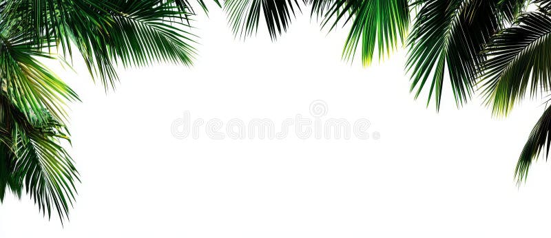 Green Palm Leaves Set Against a White Background, Leaving Ample Room ...