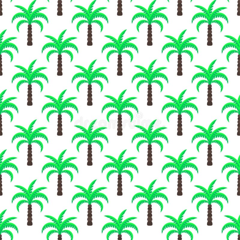 Green Palm Trees Seamless Vector Pattern. Stock Vector - Illustration ...