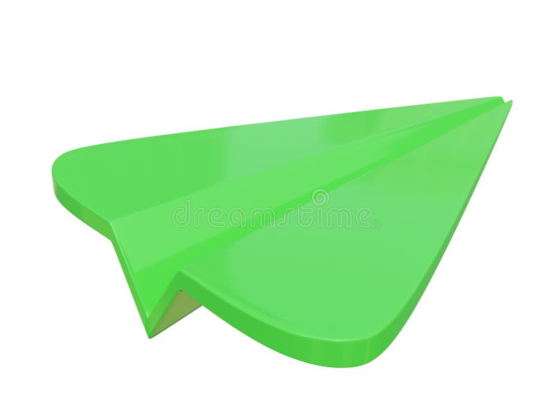 Green Paper Airplane Icon. 3d Render. Stock Illustration - Illustration ...